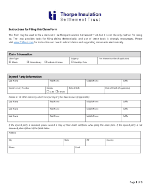 Fillable Online PDF Thorpe Insulation Settlement Trust Claim Form Fax ...