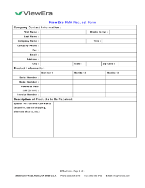 Fillable Online ViewEra RMA Request Form Fax Email Print - pdfFiller