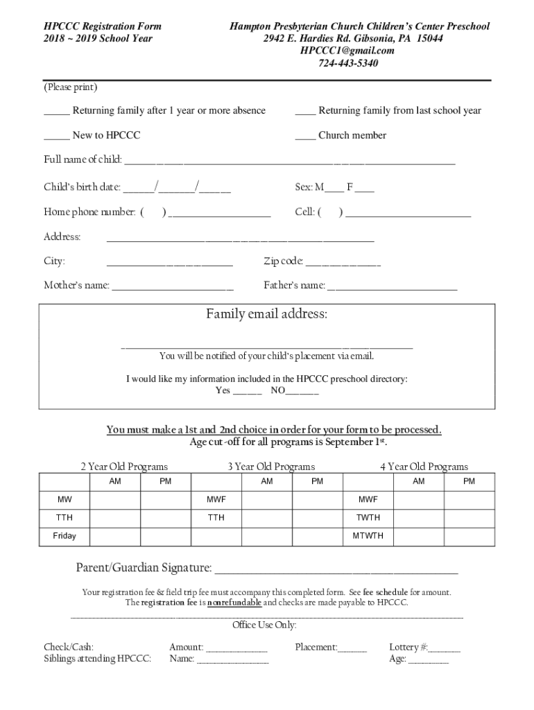 Fillable Online HPCCC Registration Form Fax Email Print - pdfFiller