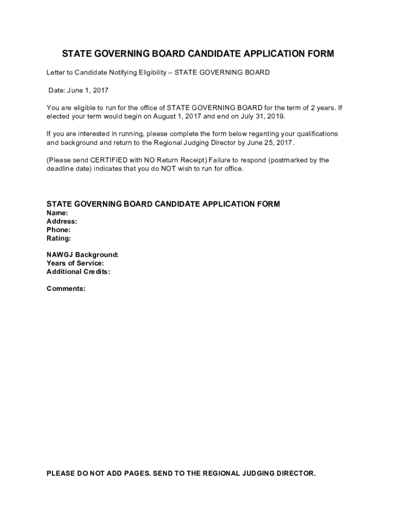 Fillable Online STATE GOVERNING BOARD CANDIDATE APPLICATION FORM.docx ...
