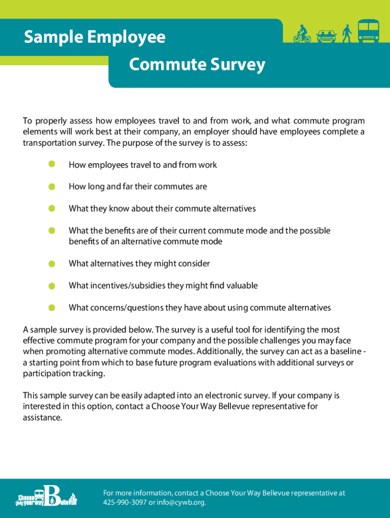 Fillable Online Sample Employee Commute Survey - Choose Your Way ...