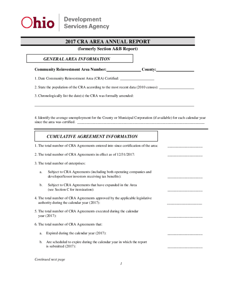 Fillable Online development ohio (formerly Section A&B Report) Fax ...