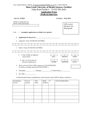 Fillable Online Get the Application Form - Baba Farid University of ...