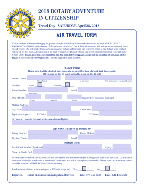 Fillable Online AIR TRAVEL FORM Fax Email Print - pdfFiller