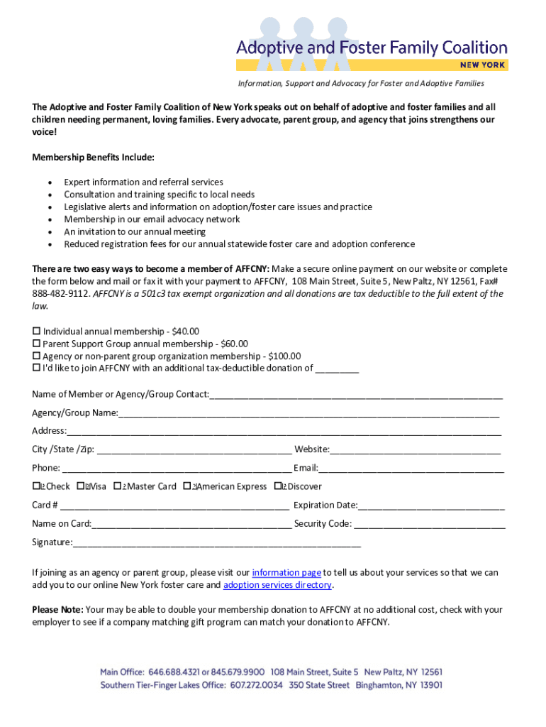 Fillable Online Are You a Foster or Adoptive Parent in New York State ...