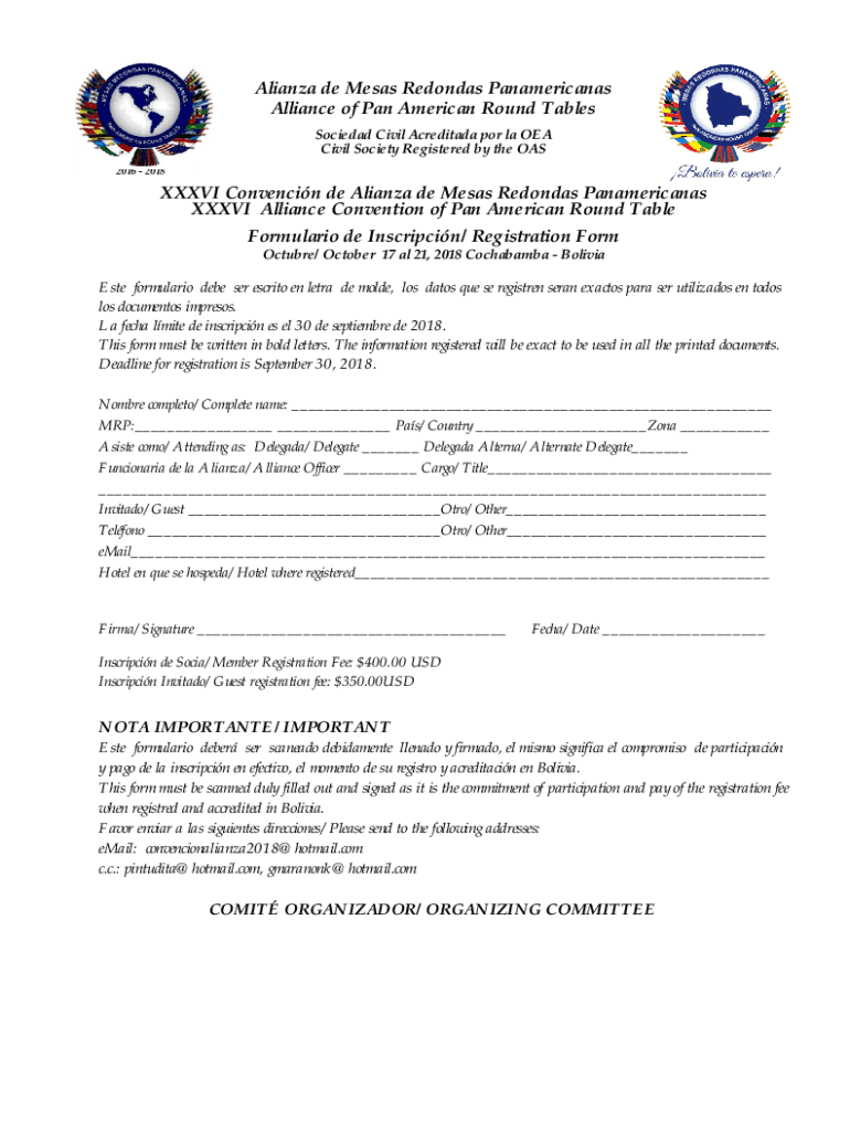 Fillable Online alianza de mesas redondas panamericanas - English ...