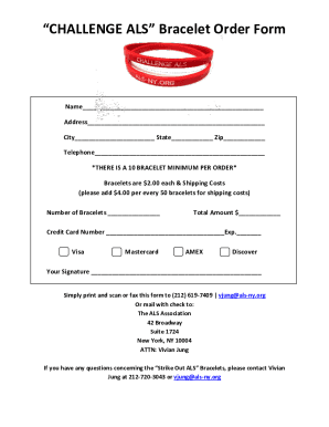 Fillable Online Strike Out ALS Bracelet Order Form Fax Email Print ...