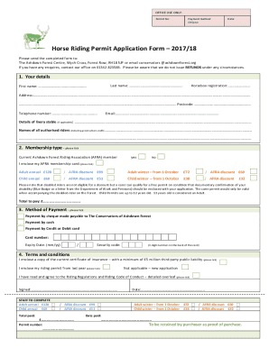 Fillable Online Horse Riding Day Permit Application Form - Ashdown ...