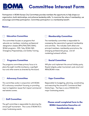 Fillable Online 2018 COMMITTEE INTEREST FORM Fax Email Print - pdfFiller