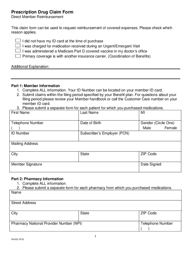 Fillable Online Direct Member Reimbursement Claim Form Fax Email Print ...
