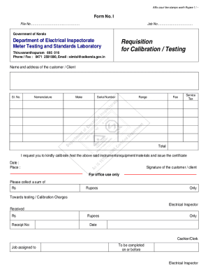 Fillable Online ceikerala gov Form No. I - Department of Electrical ...