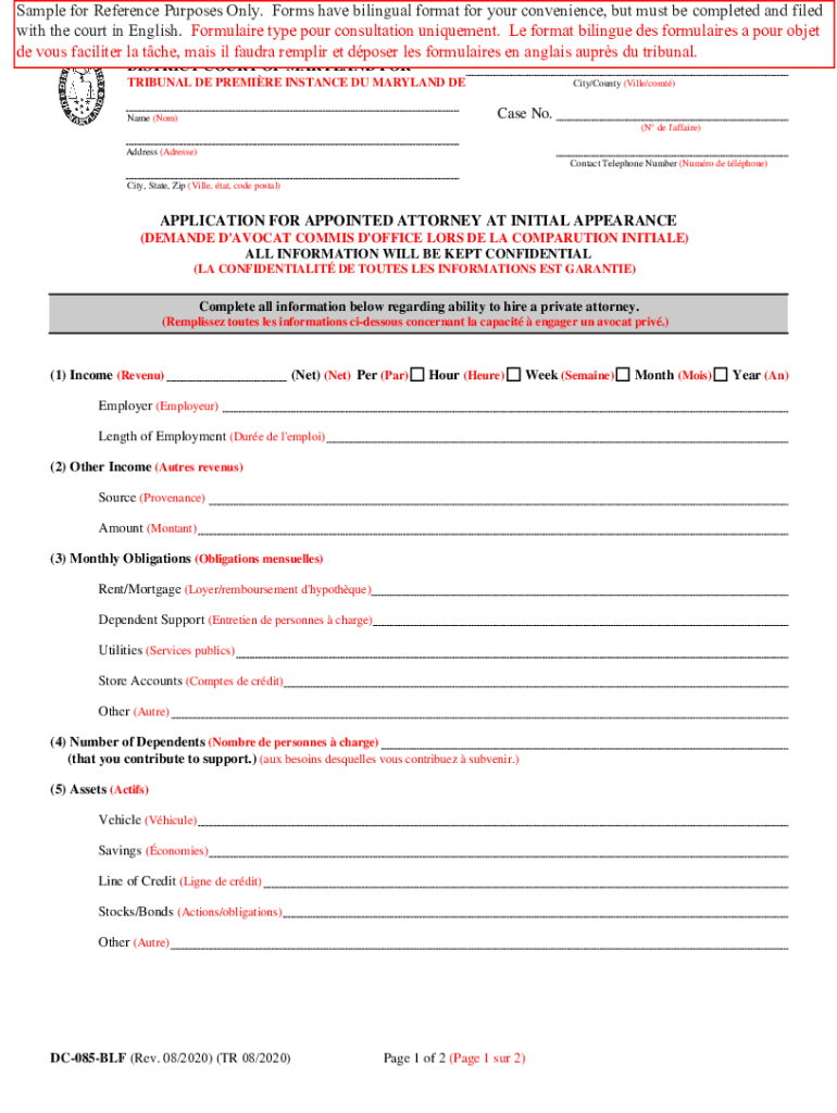 Fillable Online APPLICATION FOR APPOINTED ATTORNEY AT INITIAL ... - mdcourts.gov Fax Email Print ...
