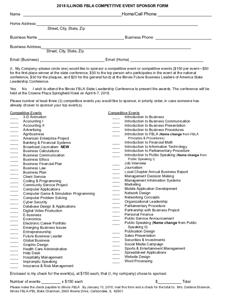Fillable Online FBLA Competitive Events - FBLA-PBL: Future Business ...