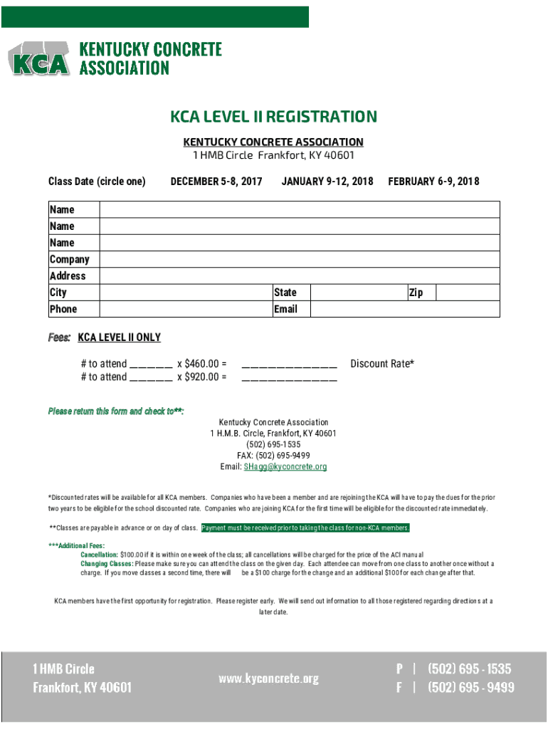 Fillable Online Kentucky Concrete Association - Welcome to the KCA! Fax ...
