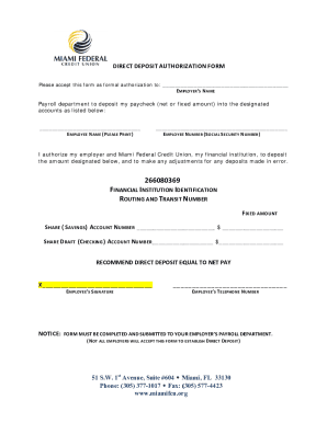 Fillable Online Free Standard Direct Deposit Authorization Form ...