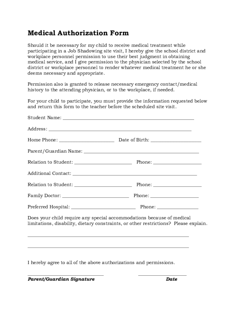 Fillable Online images pcmac Sample Medical Treatment Authorization ...