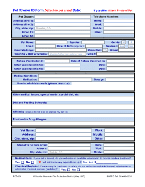 Fillable Online Pet-Owner ID Form Fax Email Print - pdfFiller