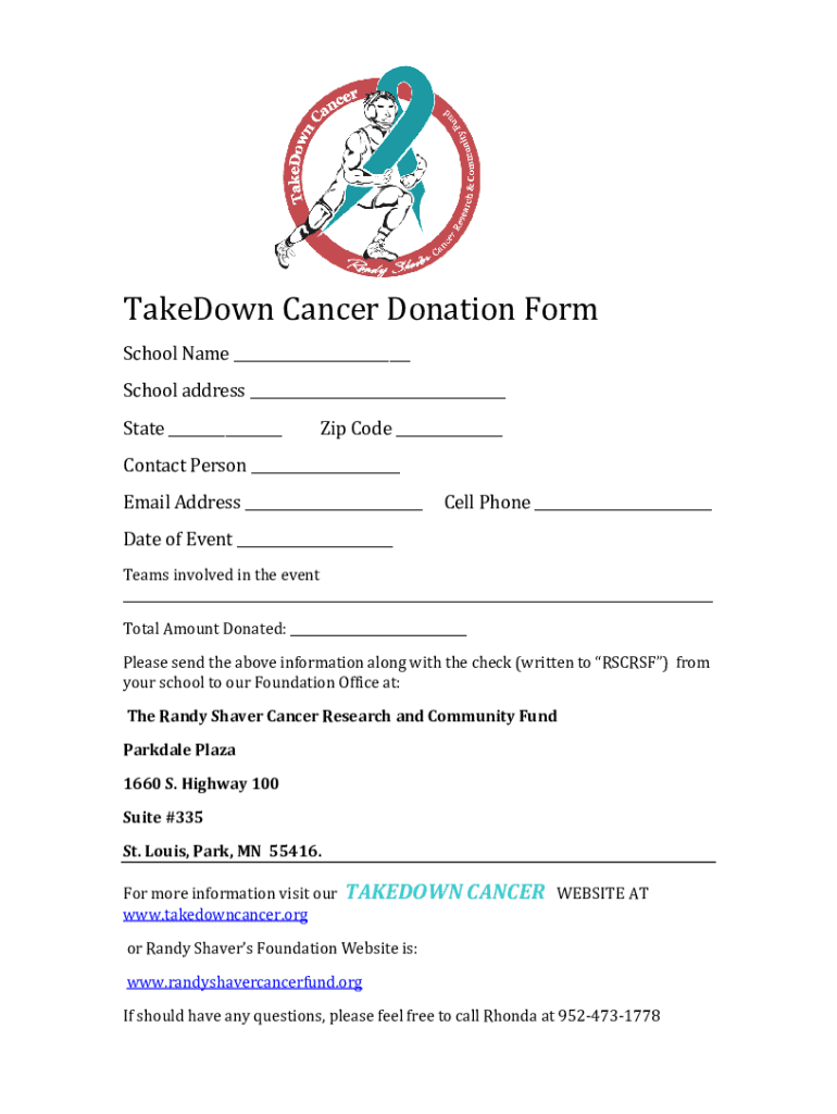 Fillable Online TakeDown Cancer Donation Form Fax Email Print - pdfFiller