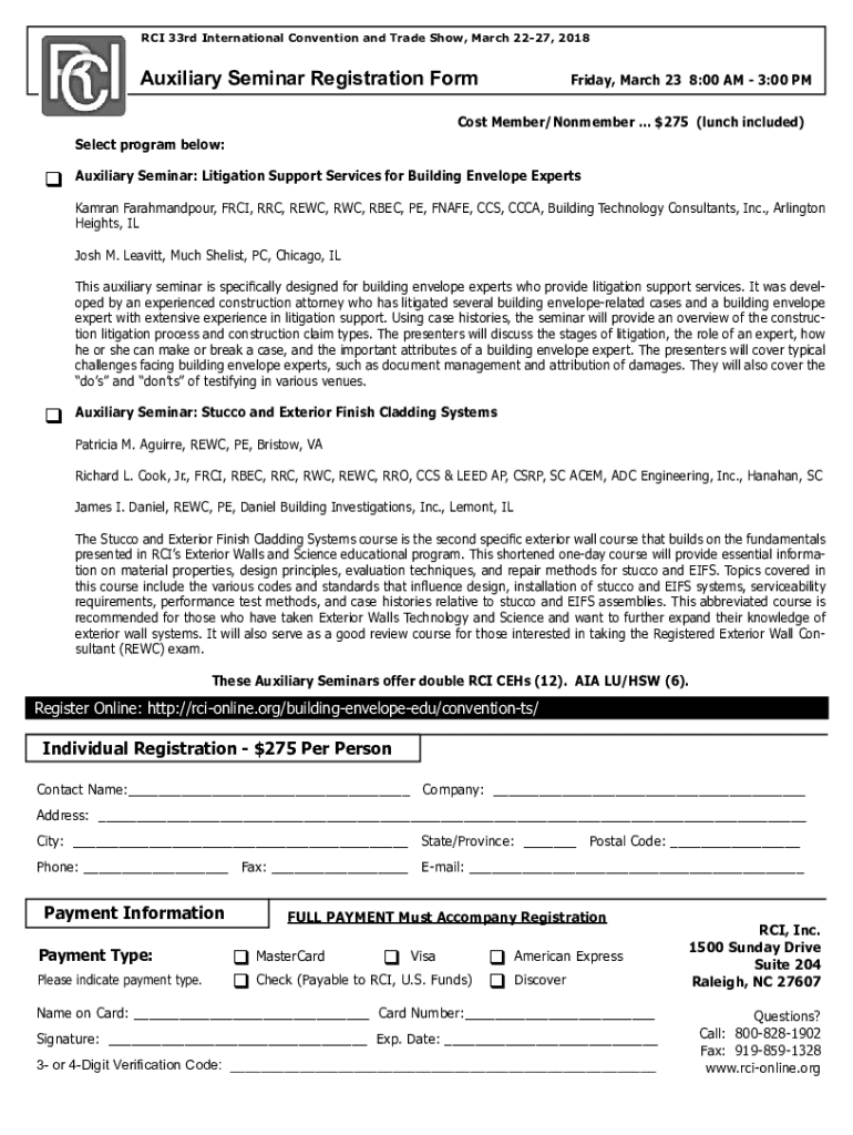 Fillable Online 32nd RCI, Inc. International Convention and Trade Show ...