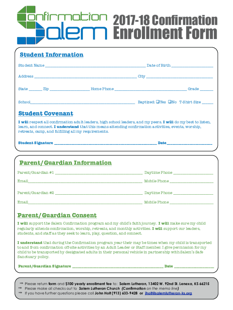 Fillable Online Conf-Application-Enrollment.pdf - St. Albert the Great Fax Email Print - pdfFiller