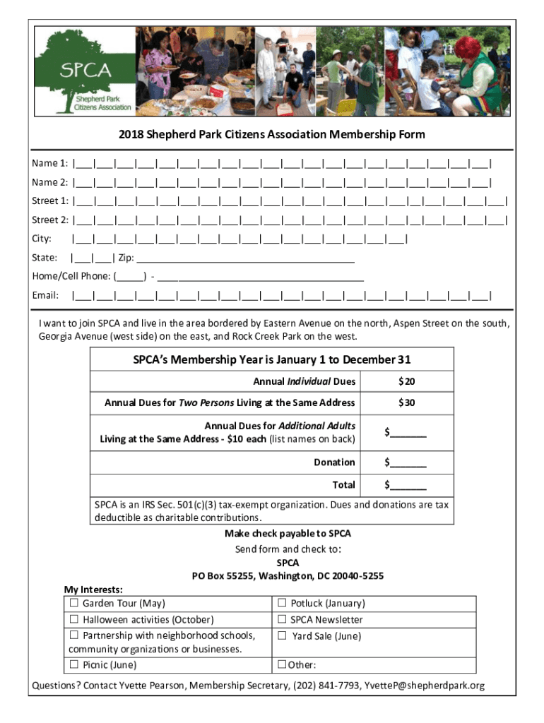 Fillable Online 2019 Shepherd Park Citizens Association (SPCA ...