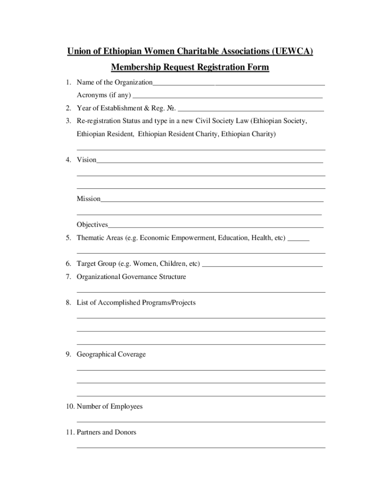 Fillable Online Union of Ethiopian Women Charitable Associations (UEWCA ...