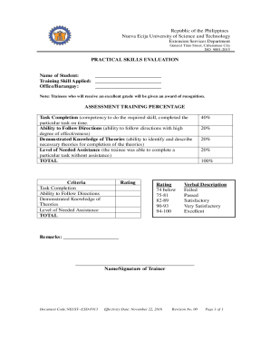 Fillable Online neust edu PRACTICAL SKILLS EVALUATION FORM Fax Email ...