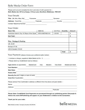 Fillable Online Belle Media Order Form Fax Email Print - pdfFiller