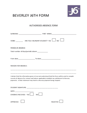 Fillable Online authorised-absence-form.docx Fax Email Print - pdfFiller