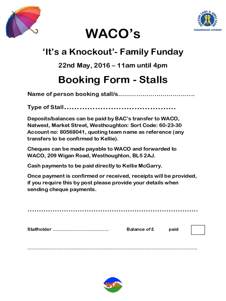 Fillable Online IAK16 - stall booking form f6.docx Fax Email Print ...