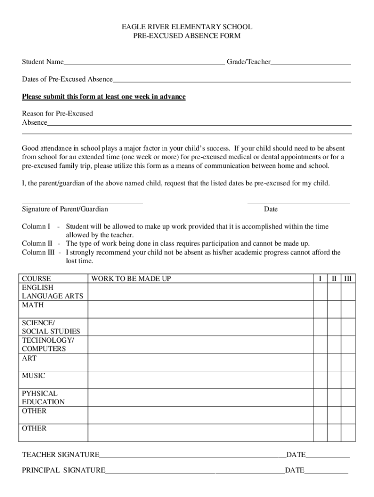 Fillable Online Vacation/Extended Absence Verification FormParents ...