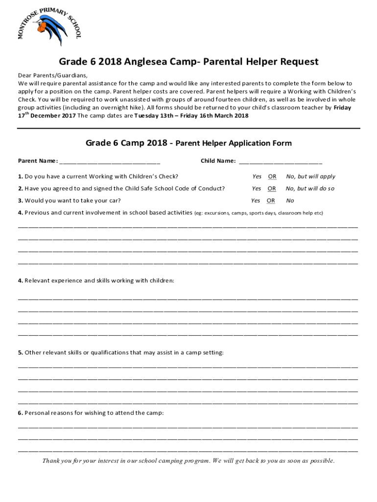 Fillable Online Parent request form 2018.doc Fax Email Print - pdfFiller