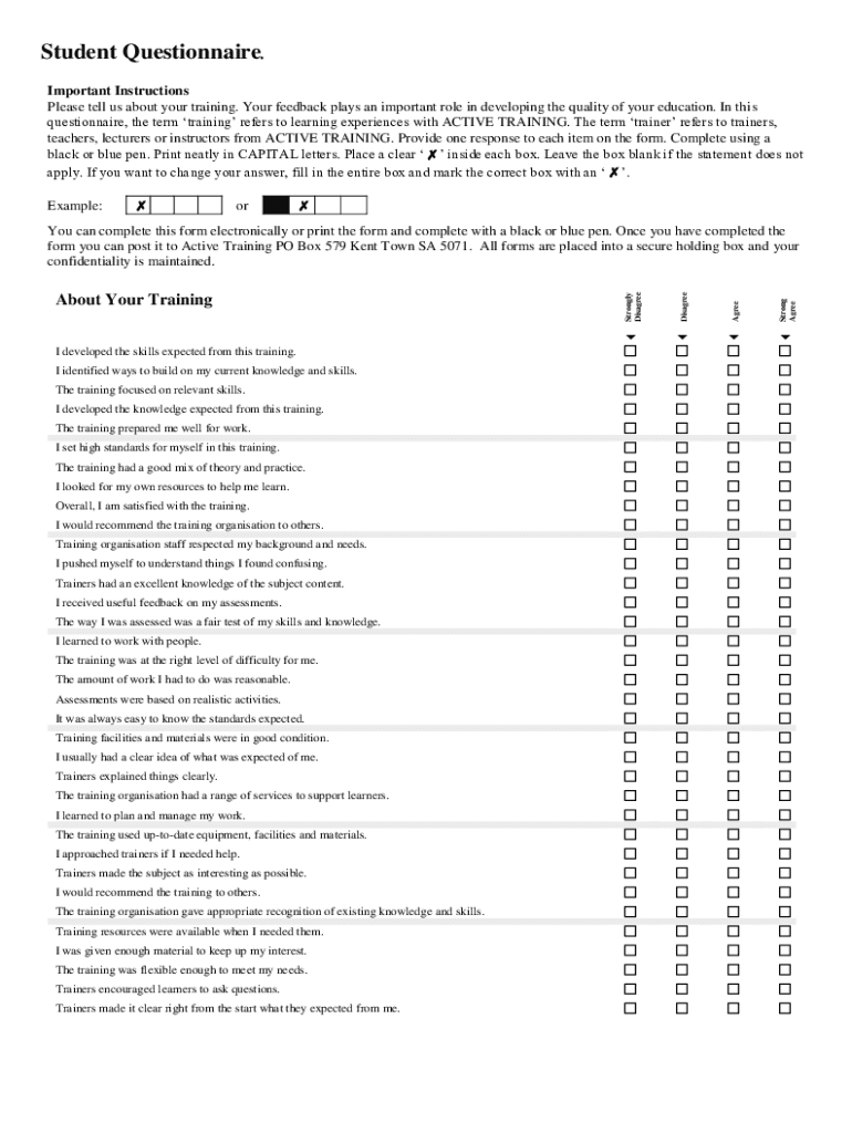 Fillable Online activetraining net Top 16 student survey questions to ...