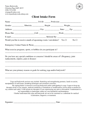Fillable Online Client Intake Form Name Fax Email Print - pdfFiller