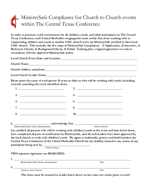 Fillable Online Church to Church Compliance Form - Central Texas ...