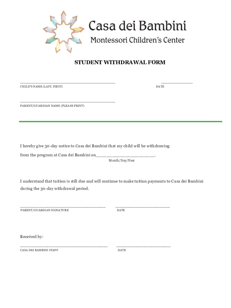 Fillable Online Student Withdrawal Form - Del Mar Union School District ...