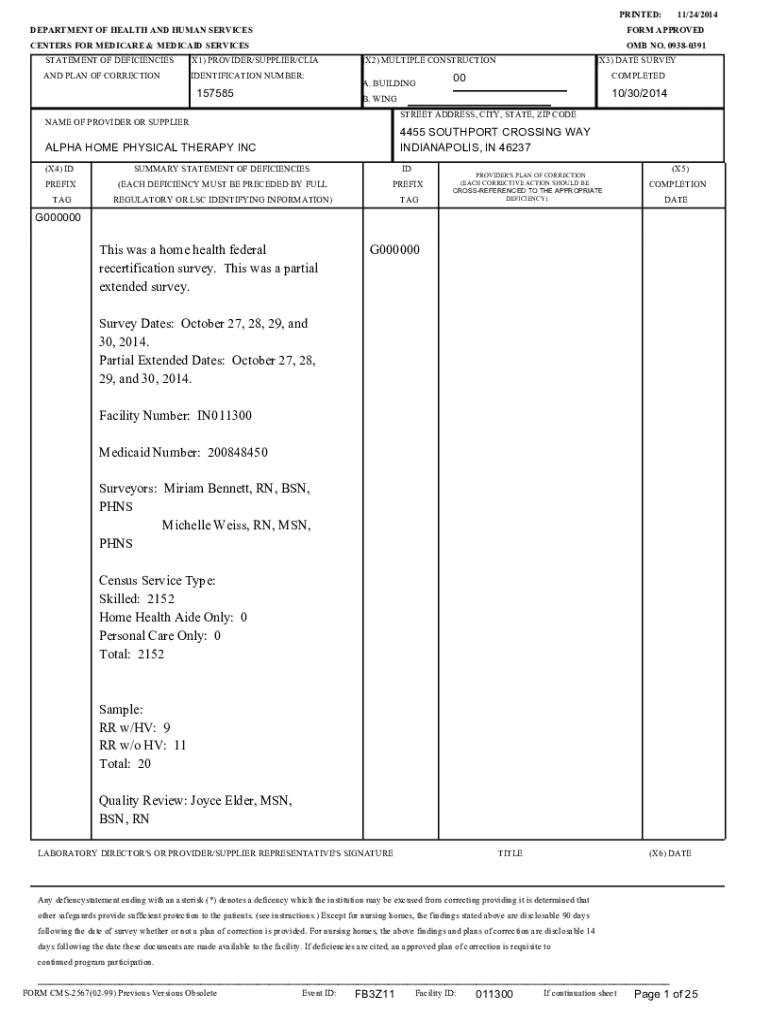 Fillable Online secure in This was a home health federal ...