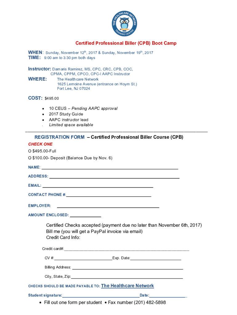 Fillable Online CPB student Reg Form Fax Email Print - pdfFiller