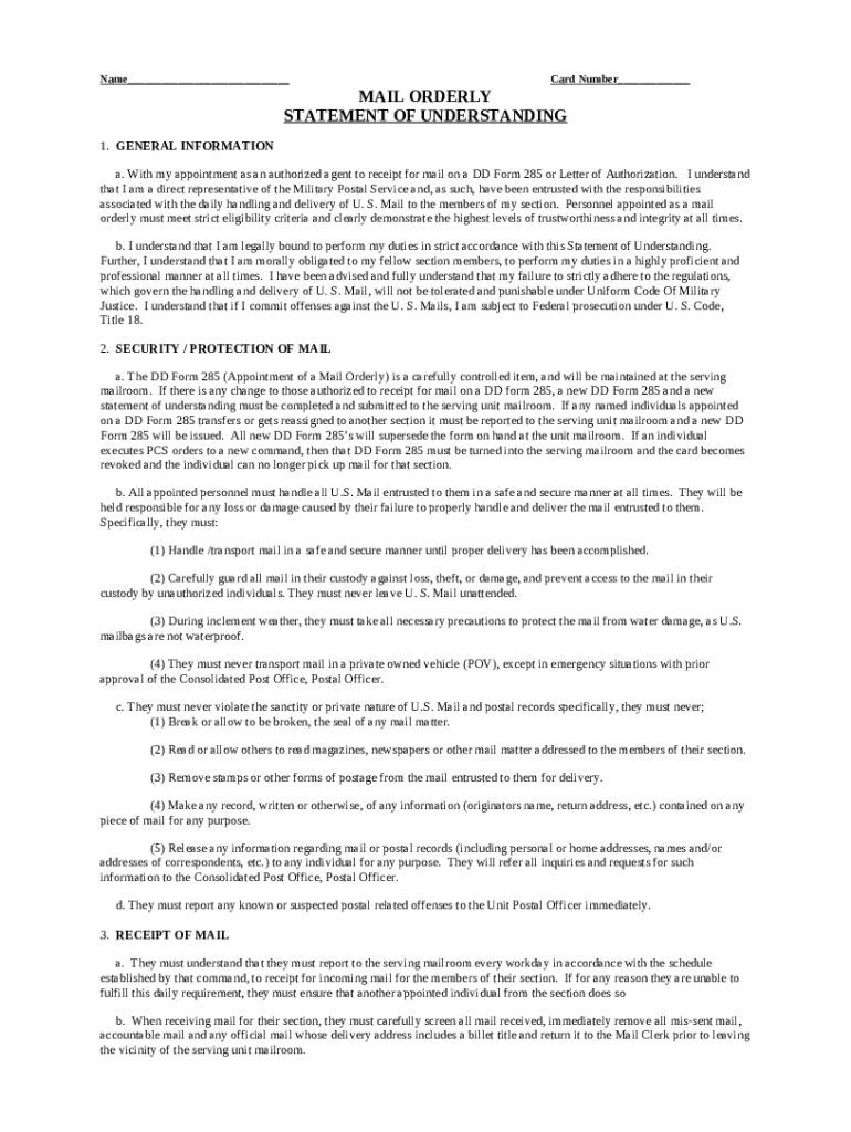 MAIL ORDERLY Doc Template | pdfFiller