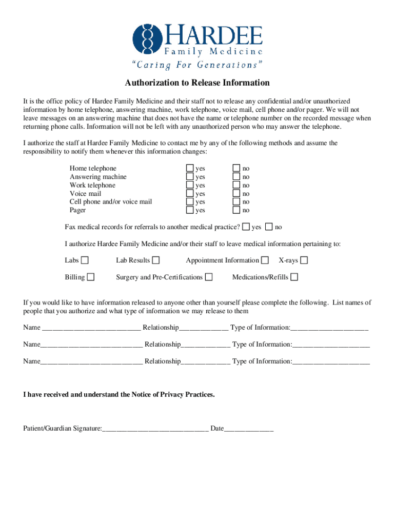 Fillable Online ReferenceSharing Health Information with Family Members ...