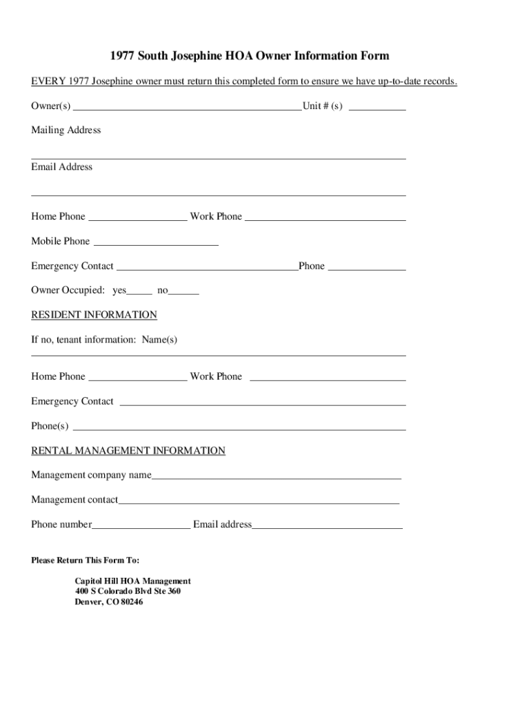 Fillable Online HOA Forms - HOA Member Services Fax Email Print - pdfFiller