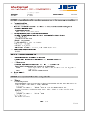 Fillable Online SAFETY DATA SHEET (REGULATION (EC) No 1907/2006 - REACH ...