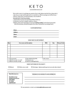 Fillable Online KETO RETURNS FORM Fax Email Print - pdfFiller