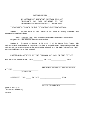 Fillable Online AN ORDINANCE AMENDING SECTION 98.20 OF ORDINANCE NO ... Fax Email Print - pdfFiller