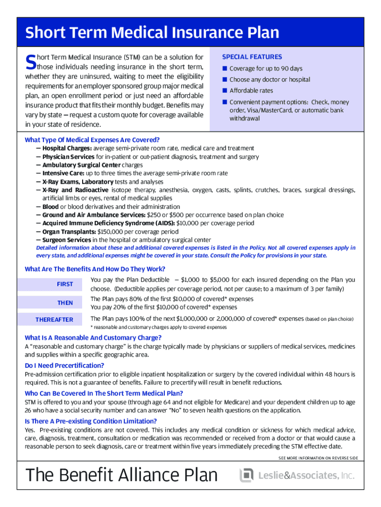 Fillable Online Short-term health insurance availability in your state ...