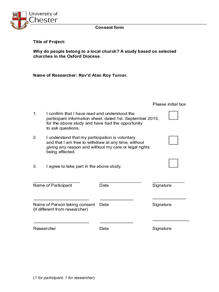 Fillable Online Consent form Title of Project - bncommunity.org Fax ...