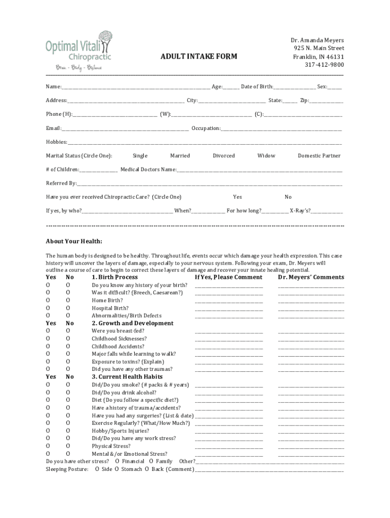 Fillable Online Intake Form - Adult.docx Fax Email Print - pdfFiller