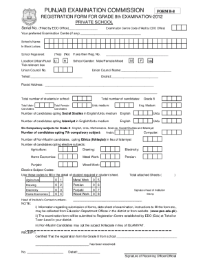 Fillable Online Registration forms grade 5 and 8 2012.xlsx Fax Email ...