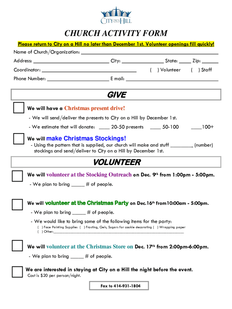Fillable Online VII. CHURCH FORMS. Fax Email Print - pdfFiller