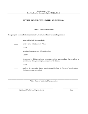 Fillable Online Outside Organization Leaders Release Form Fax Email ...